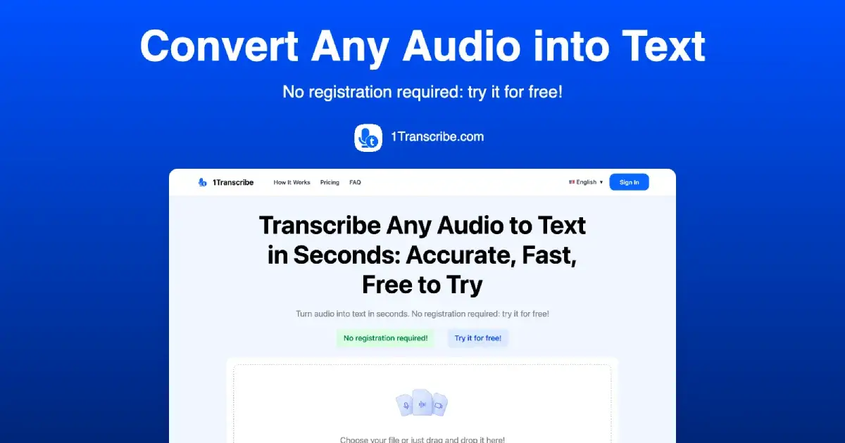 Transcribe Audio to Text - Audio to Text Transcription | 1Transcribe